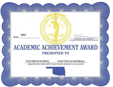 Vian softball team recognized with Academic Achievement Award - Vian ...